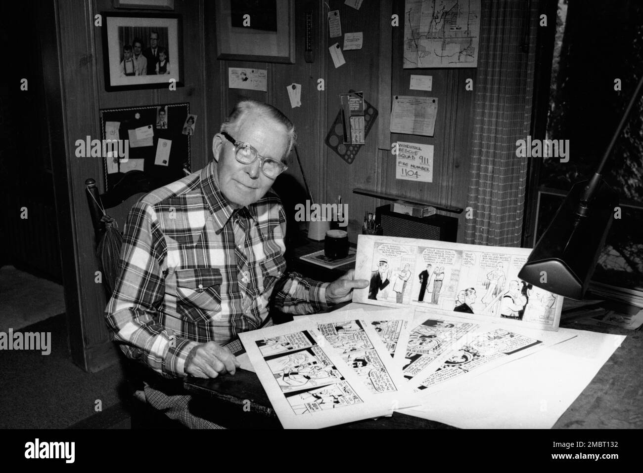 Chester Gould, 81, the creator of the Dick Tracy comic strip, poses ...