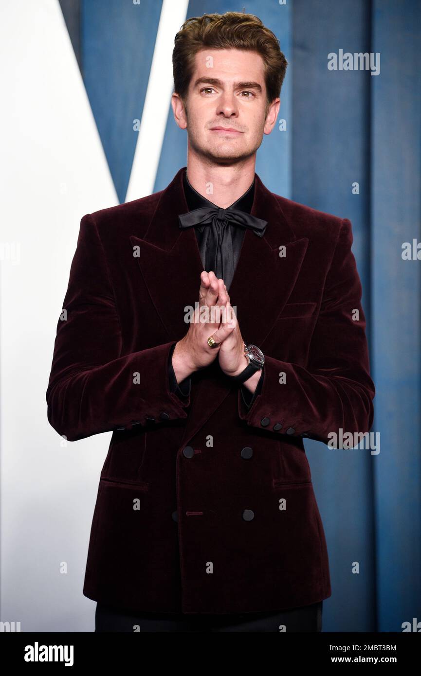 Andrew Garfield arrives at the Vanity Fair Oscar Party on Sunday, March ...