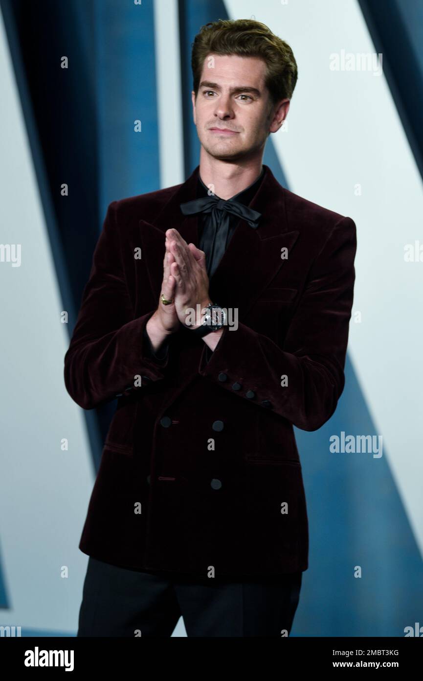 Andrew Garfield arrives at the Vanity Fair Oscar Party on Sunday, March ...