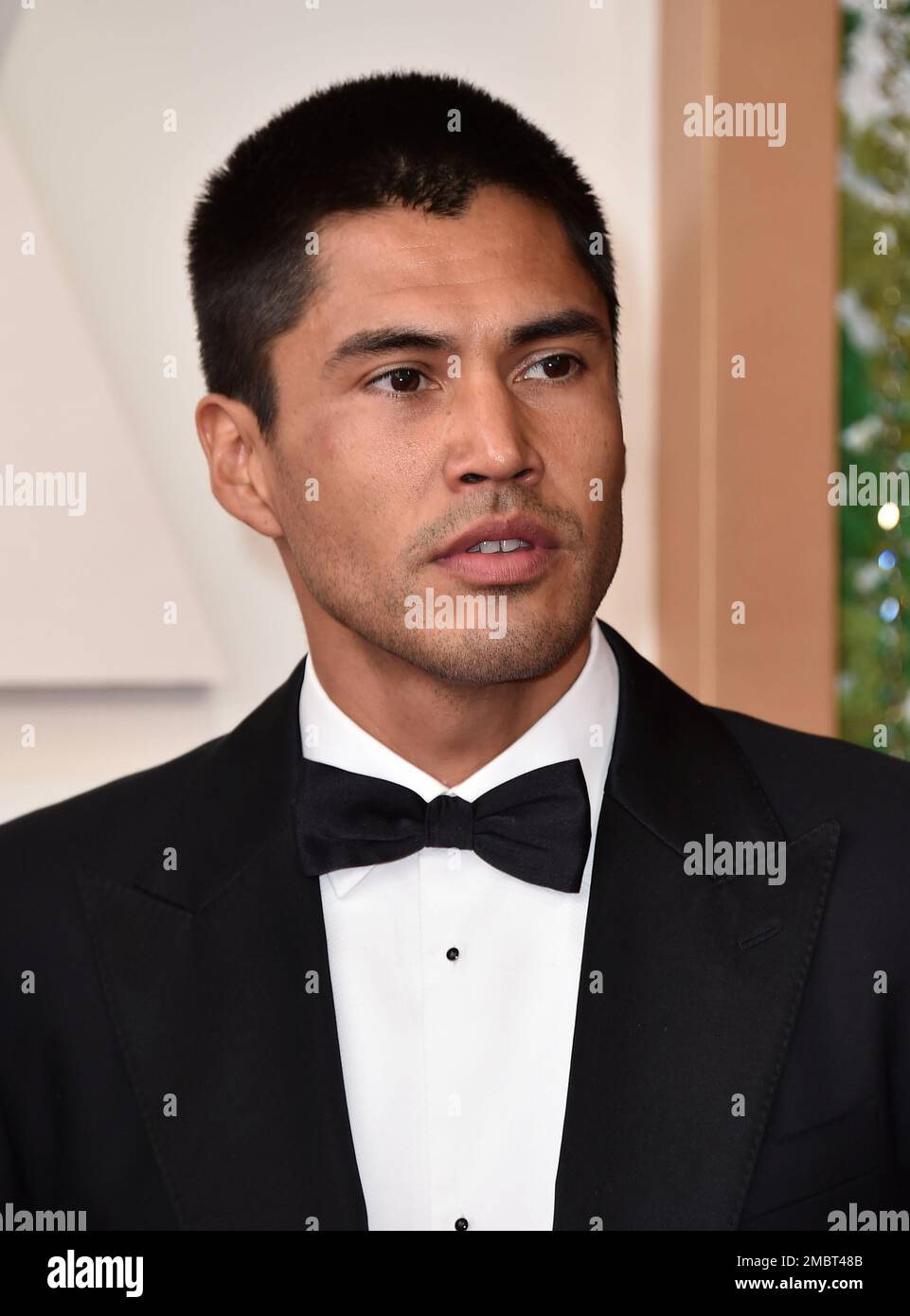 Martin Sensmeier arrives at the Oscars on Sunday, March 27, 2022, at ...