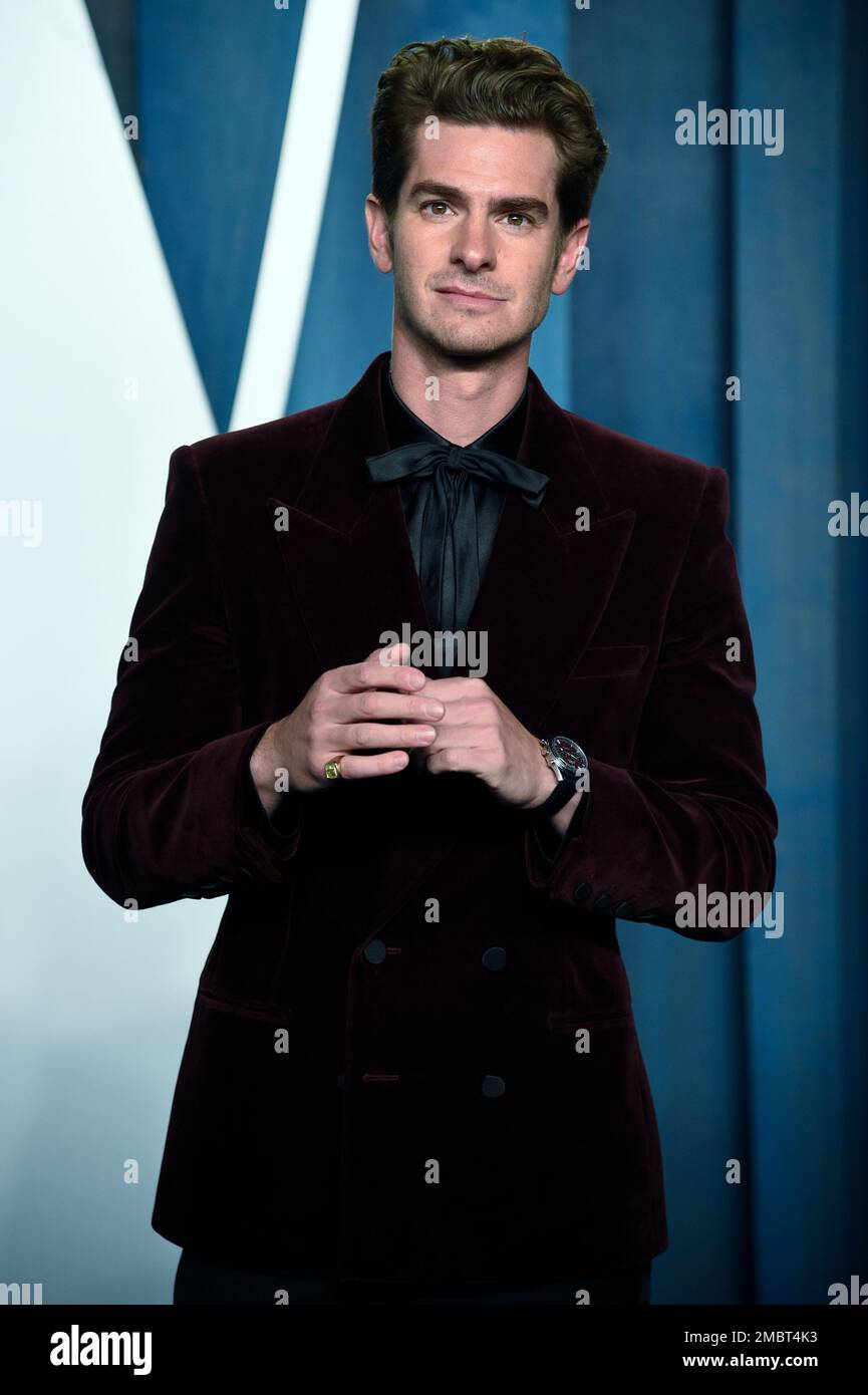 Andrew Garfield arrives at the Vanity Fair Oscar Party on Sunday, March ...