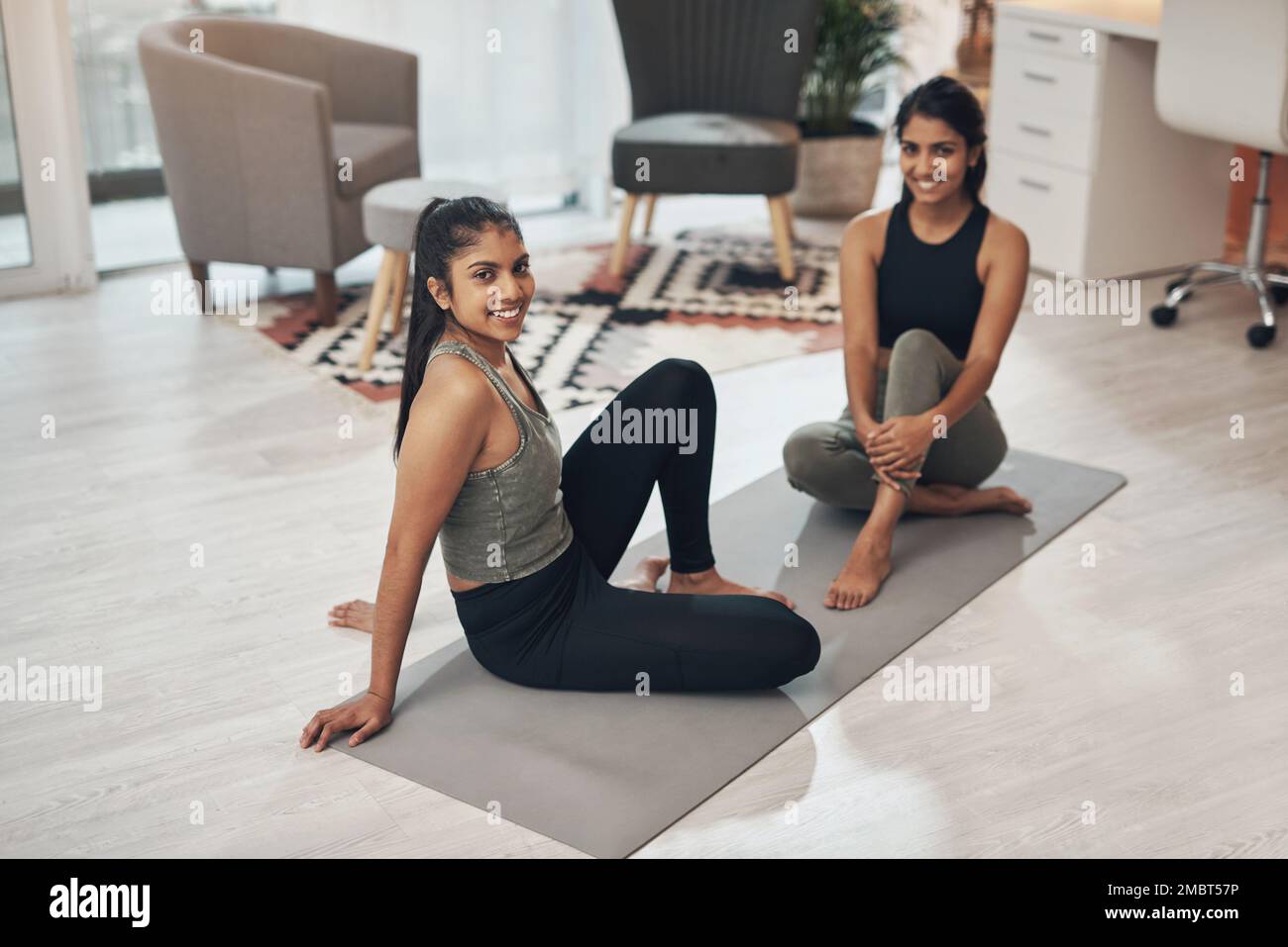 We really enjoy working out together. two beautiful young women ...