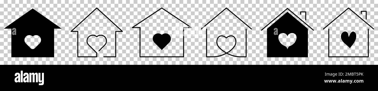 House with heart shape icons. Vector illustration isolated on ...