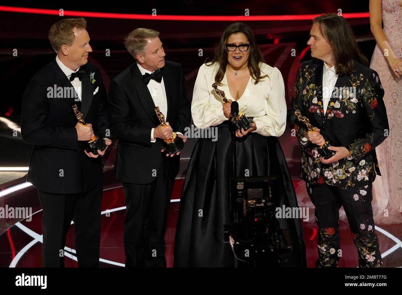Jared Bush, from left, Clark Spencer, Yvett Merino and Byron Howard ...