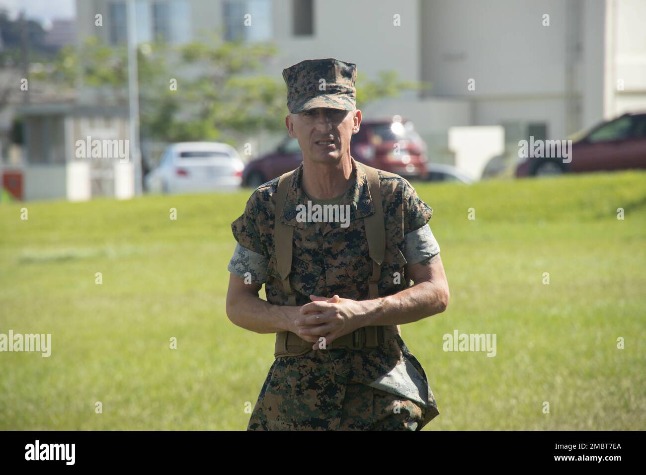 U.S. Marine Corps Sgt. Maj. Erick Cortes, the outgoing sergeant major ...
