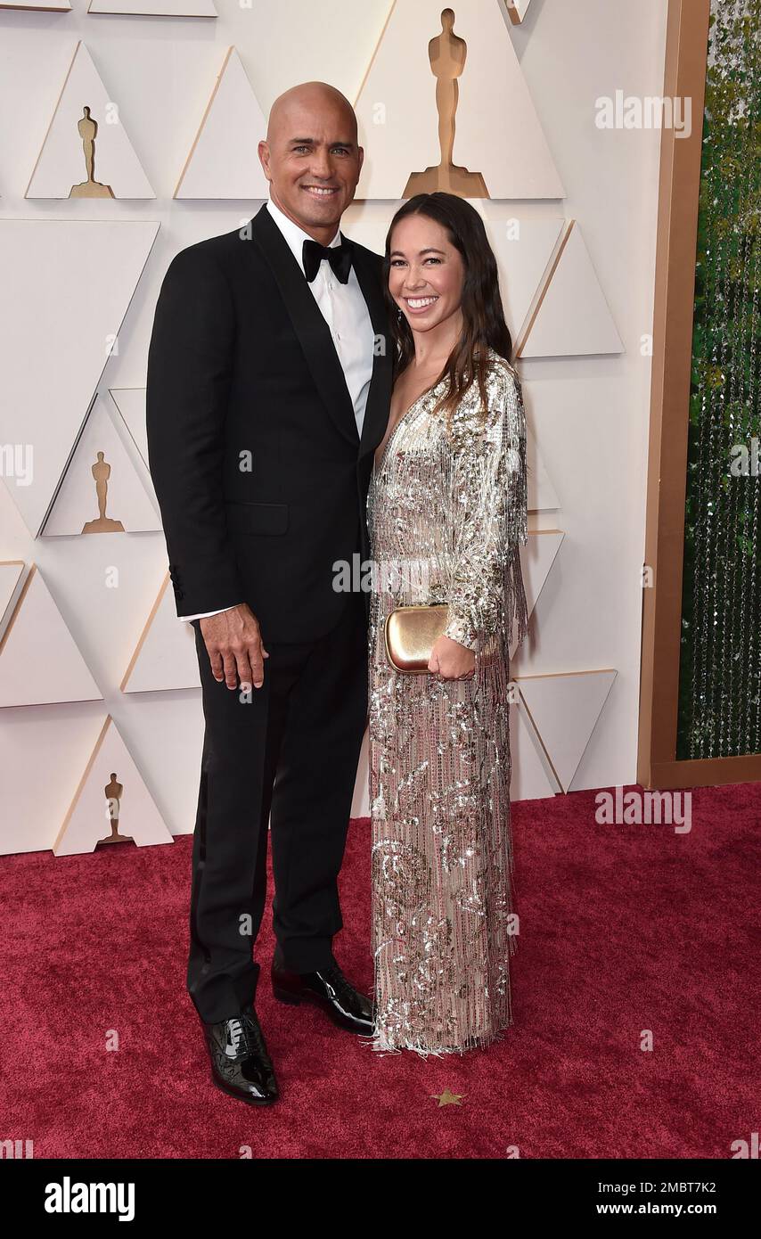 Kelly Slater, left, and Kalani Miller arrive at the Oscars on Sunday ...
