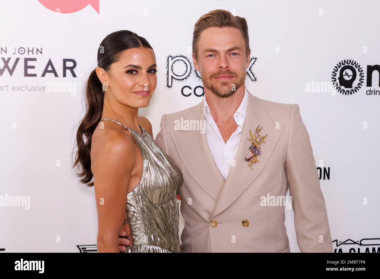 Hayley Scott, left, and Derek Hough arrive at the Elton John AIDS ...