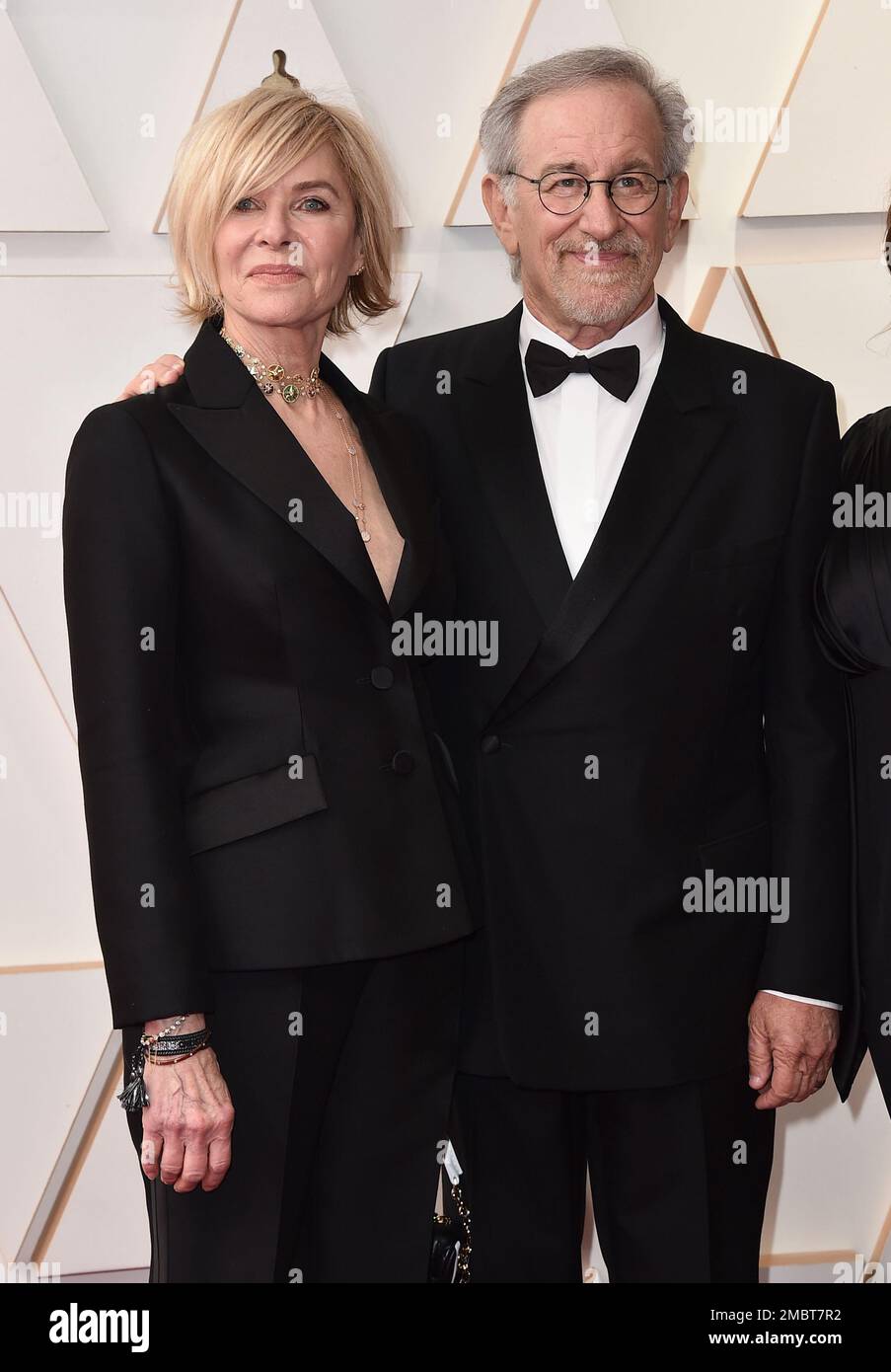 Kate Capshaw, left, and Steven Spielberg arrive at the Oscars on Sunday ...
