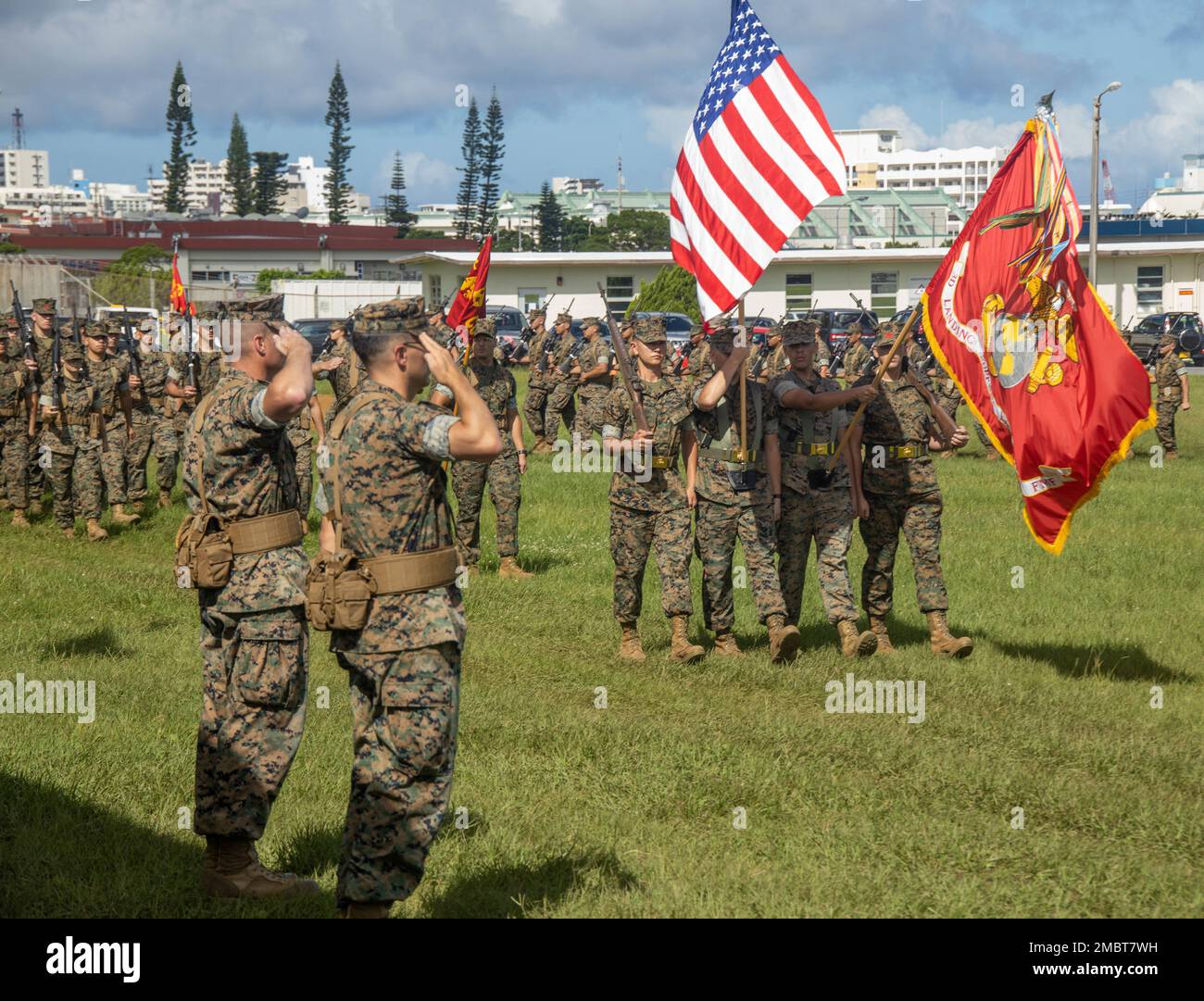 U.S. Marines with 3rd Landing Support Battalion march during a relief ...