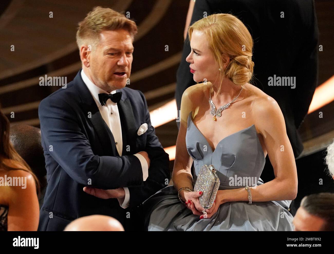 Kenneth Branagh, left and Nicole Kidman speak in the audience at the ...