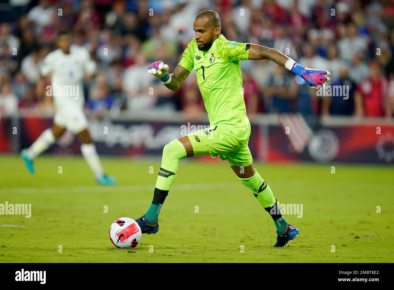 Panama's Luis Mejia runs with the ball against the United States during ...