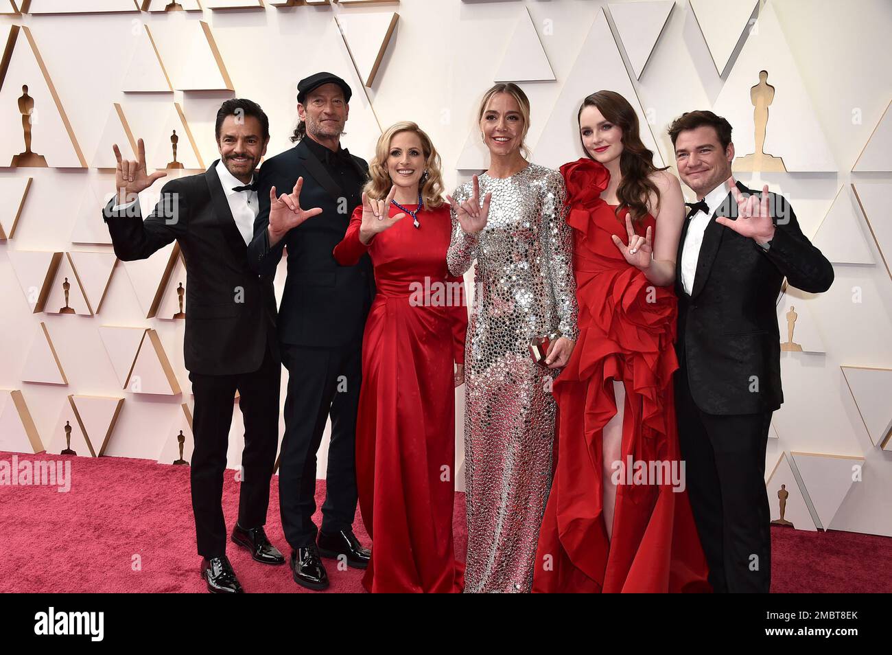 Eugenio Derbez, from left, Troy Kotsur, Marlee Matlin, Sian Heder, Amy ...