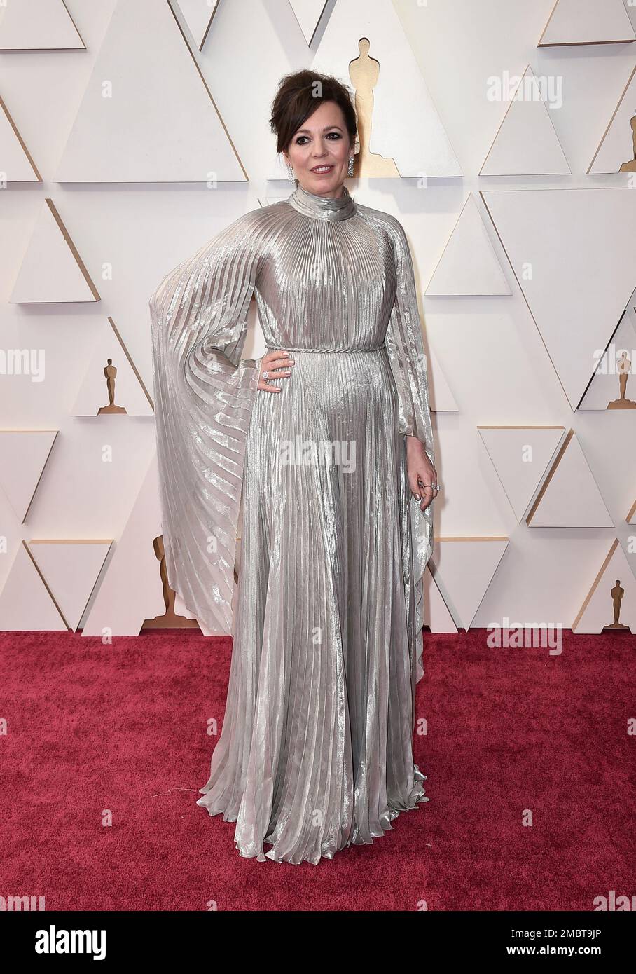 Olivia Colman arrives at the Oscars on Sunday, March 27, 2022, at the ...