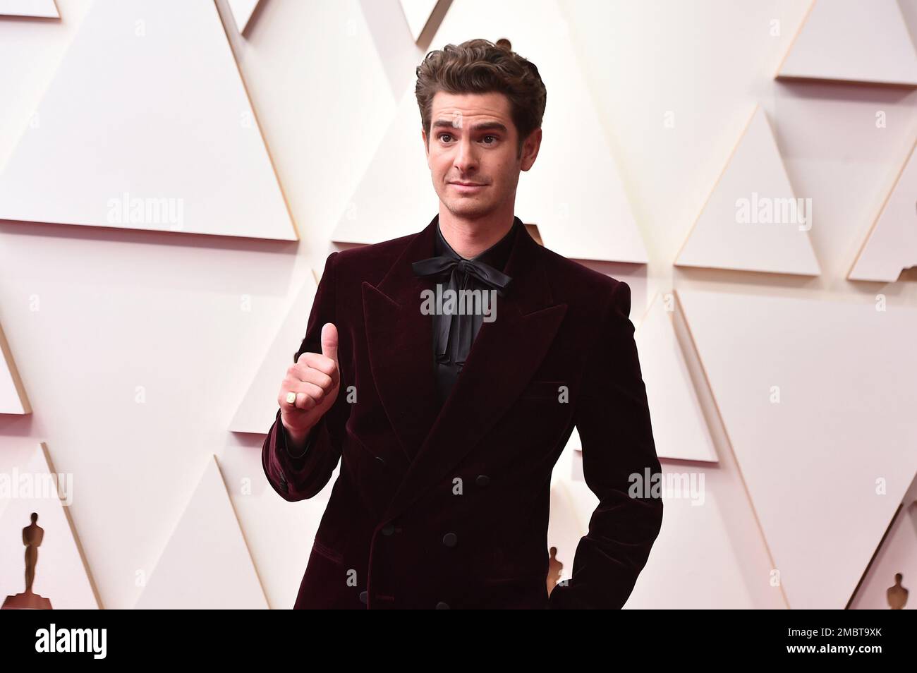 Andrew Garfield arrives at the Oscars on Sunday, March 27, 2022, at the ...