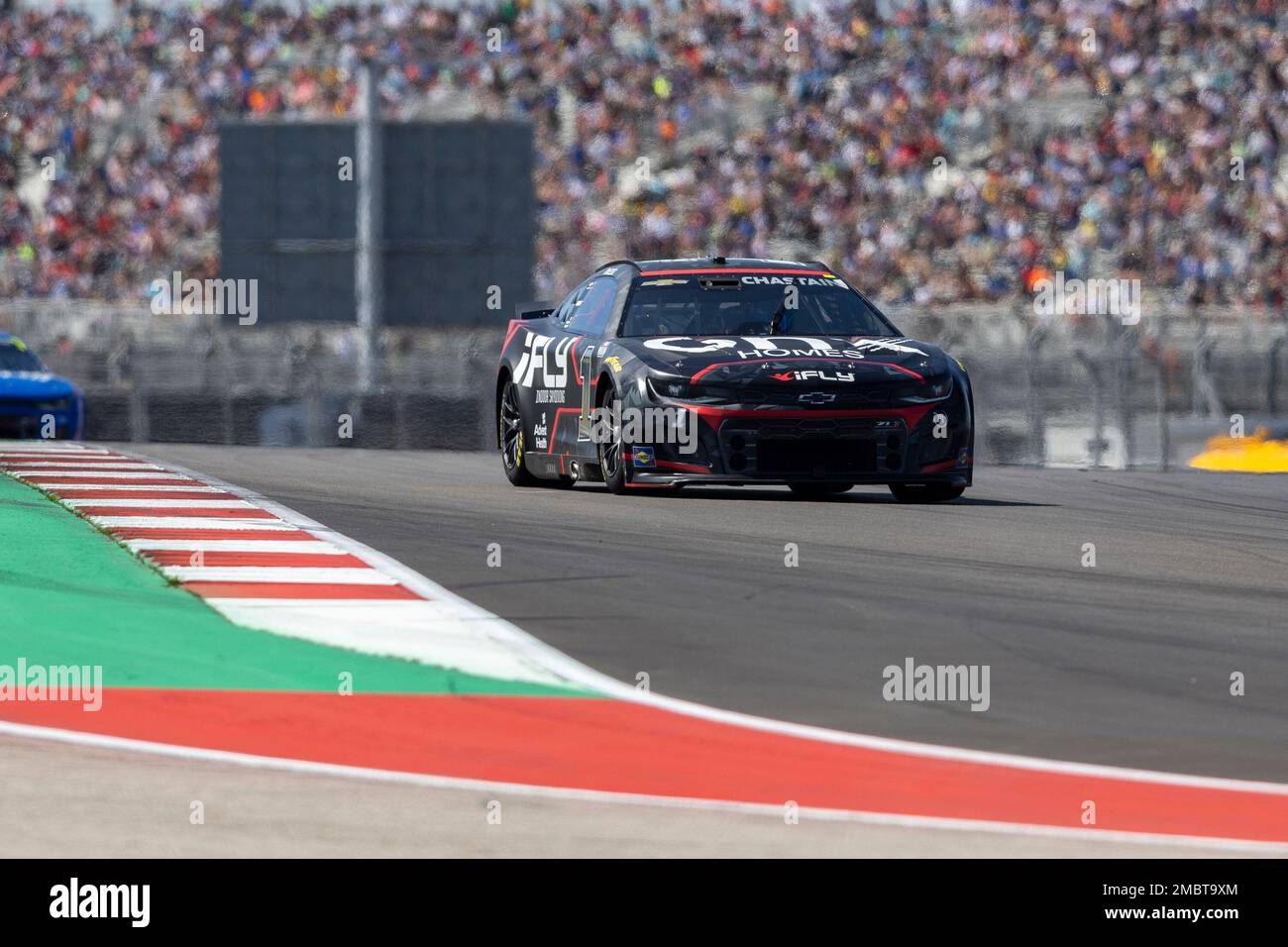 Ross Chastain (1) steers into Turn 7 during a NASCAR Cup Series auto ...