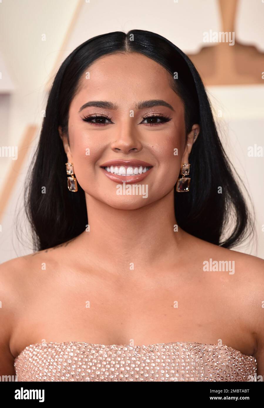 Becky G arrives at the Oscars on Sunday, March 27, 2022, at the Dolby ...