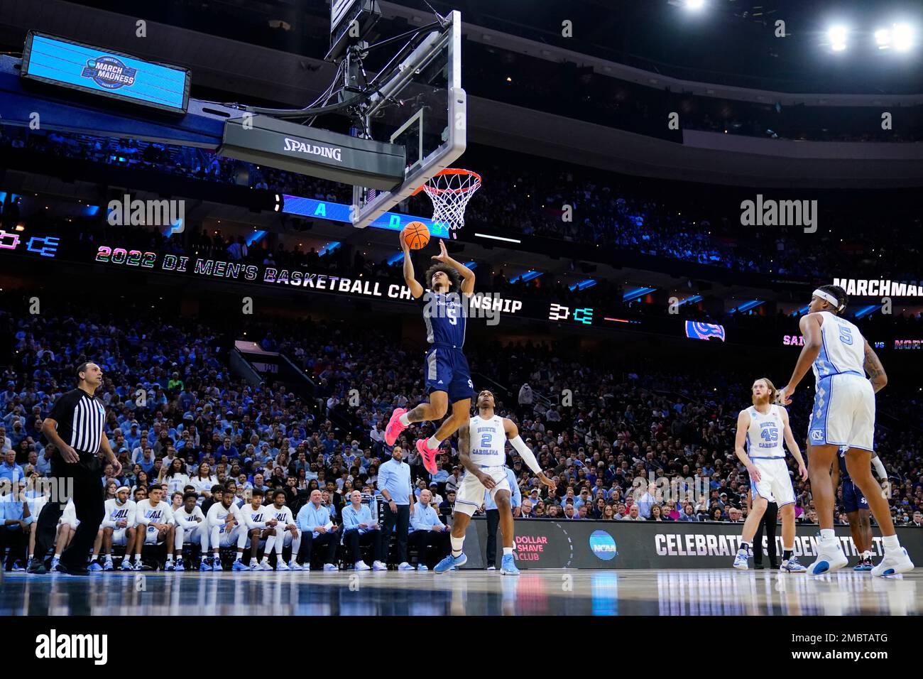 St. Peter's Daryl Banks III (5) goes up for a shot against North ...