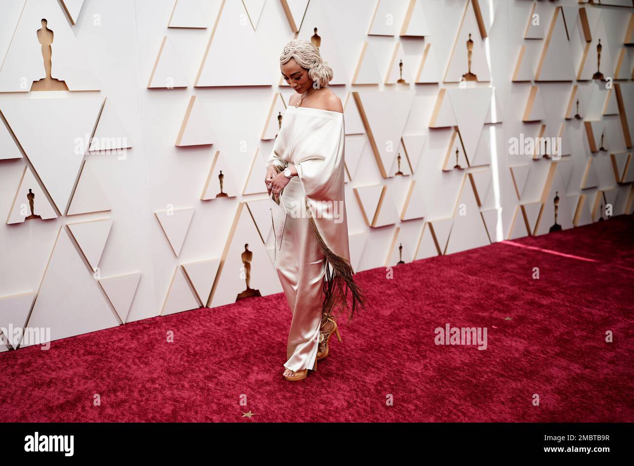 Tati Gabrielle arrives at the Oscars on Sunday, March 27, 2022, at the ...