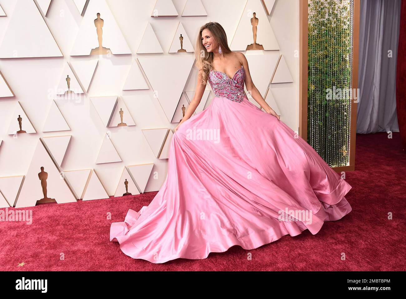 Nikki Novak arrives at the Oscars on Sunday, March 27, 2022, at the ...