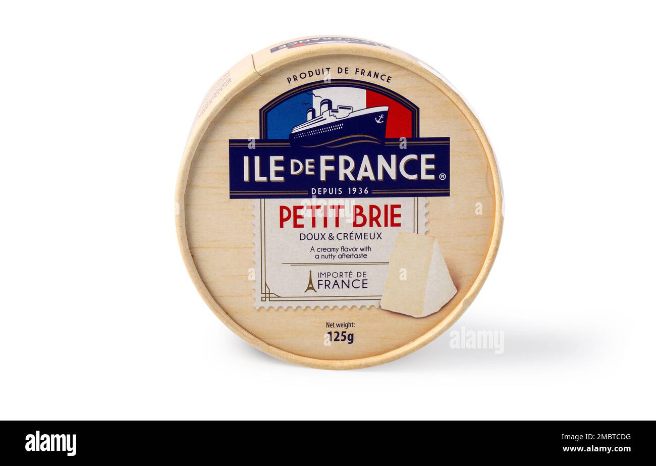 Chisinau, Moldova Mai 28, 2020: Petit Brie package on white background ...