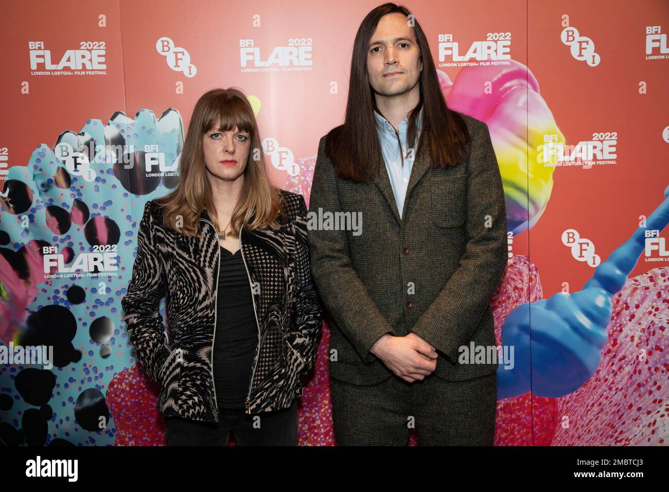 Verity Susman, left, and Matthew Simms pose for photographers upon ...