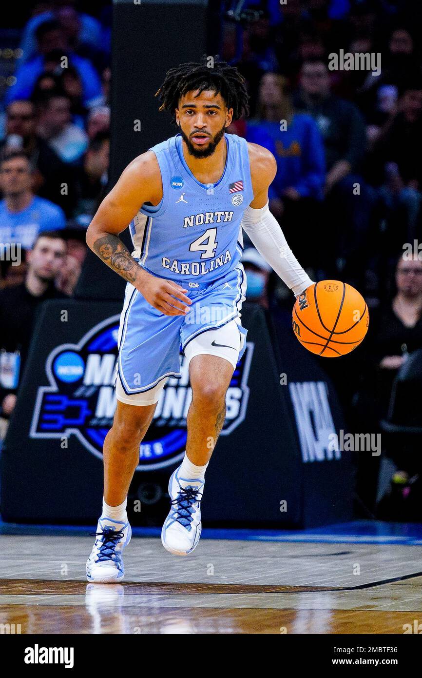 North Carolina's RJ Davis in action during the first half of a college ...