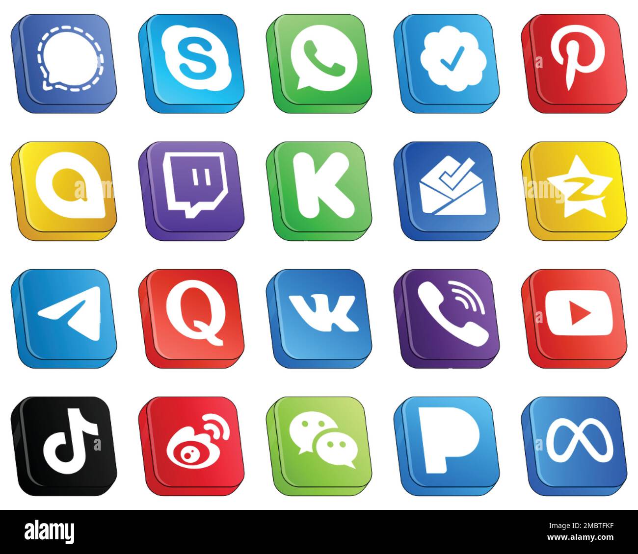 3d Social Media Icons Round