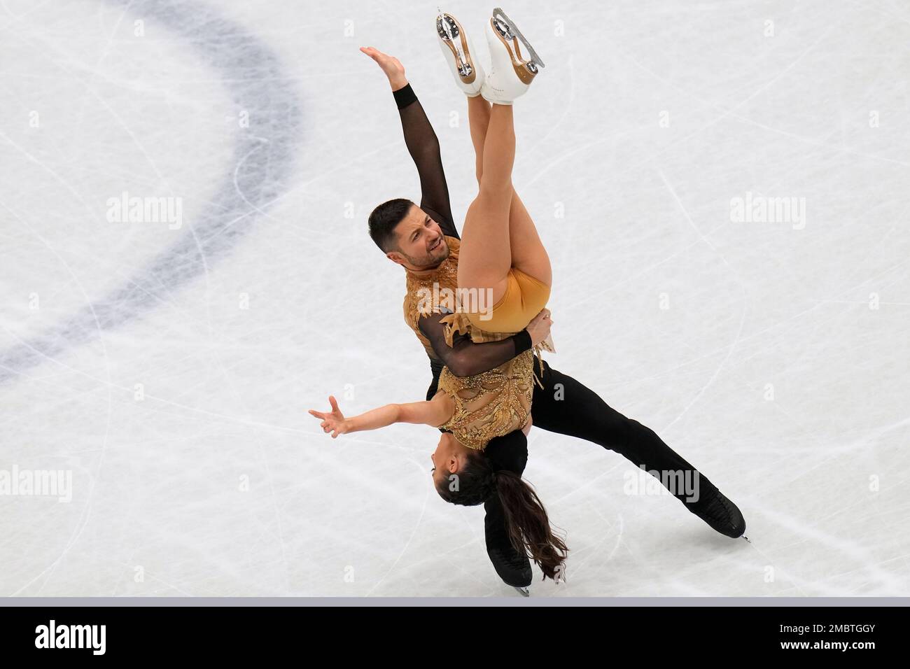 Lilah Fear and Lewis Gibson, of Britain, perform in the ice dance free ...