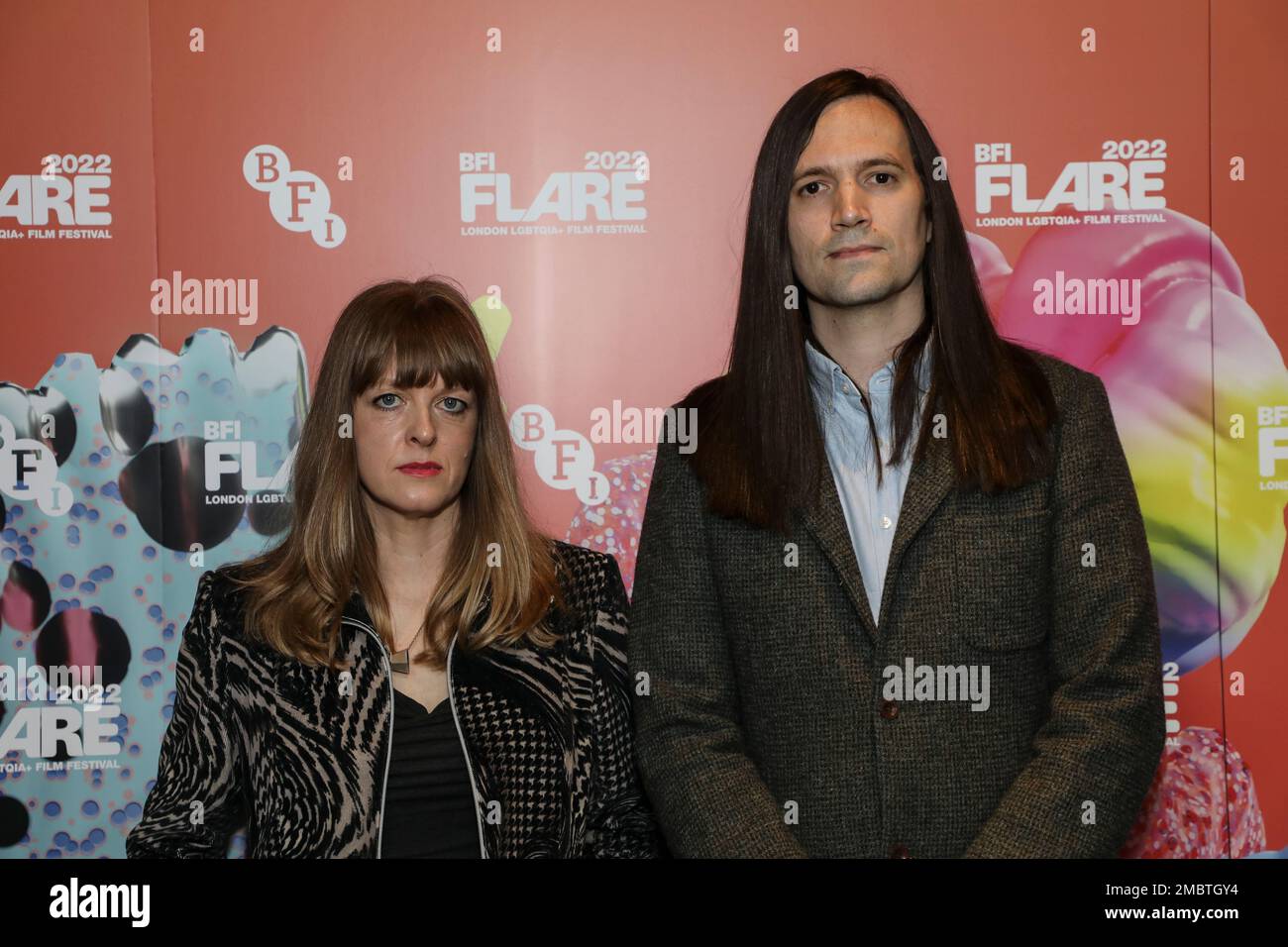 Verity Susman, left, and Matthew Simms pose for photographers upon ...