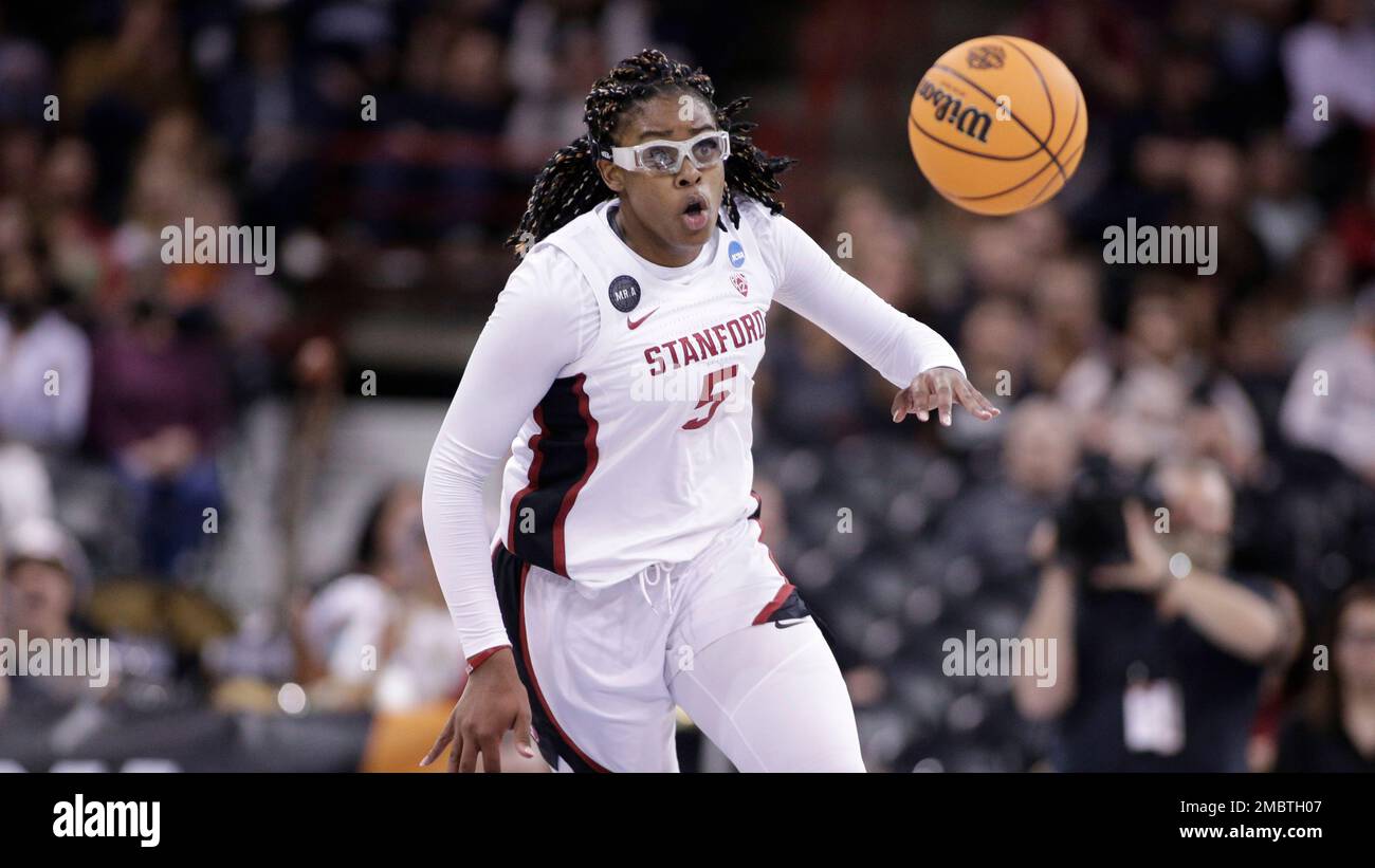 Stanford forward Francesca Belibi (5) during a college basketball game ...