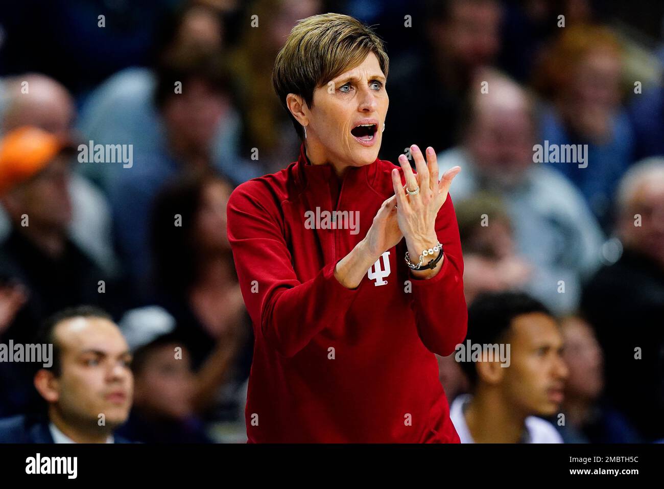 Indiana head coach Teri Moren reacts during the first quarter of a ...