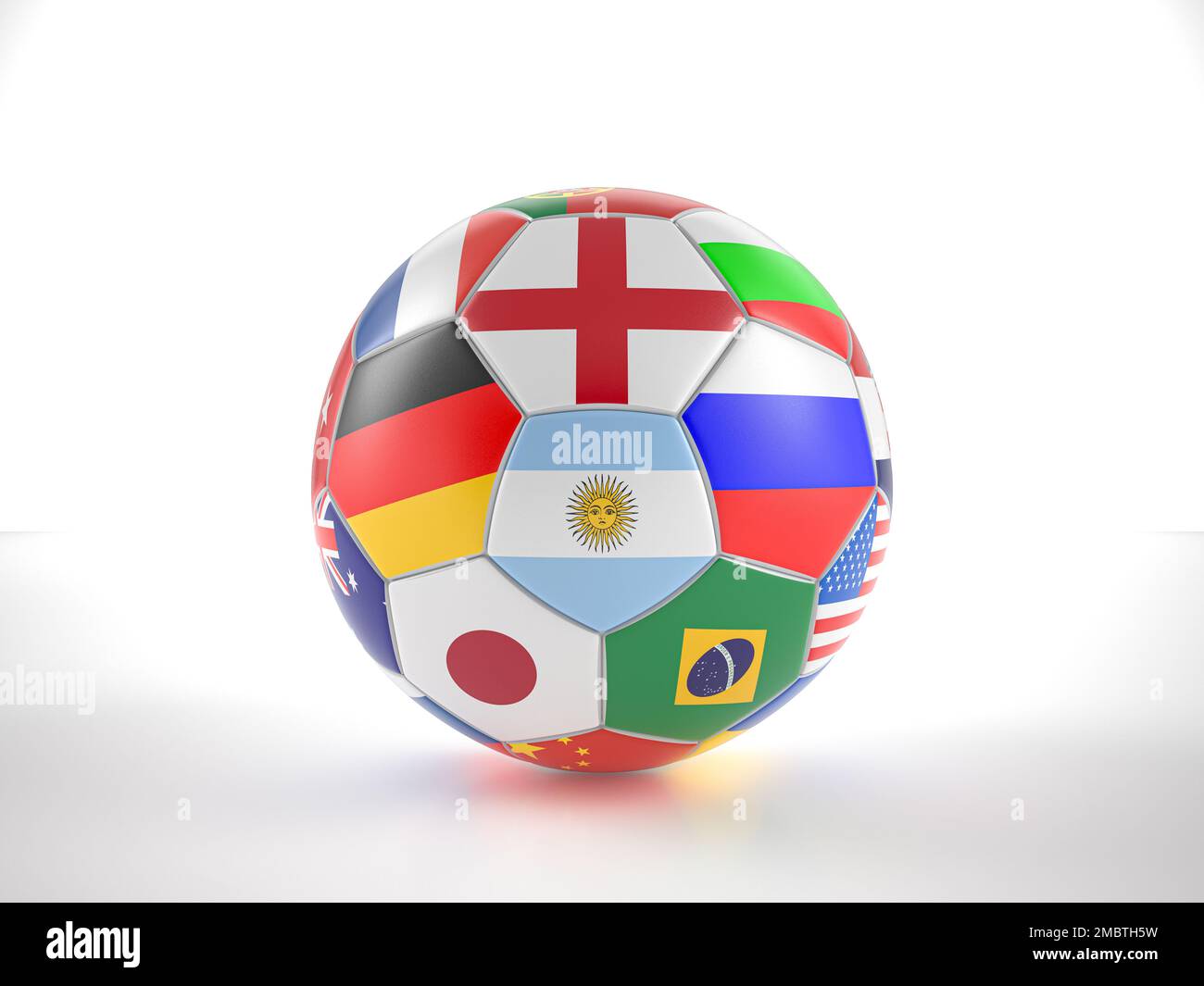 Soccer ball national flags on a white background. 3d illustration Stock ...