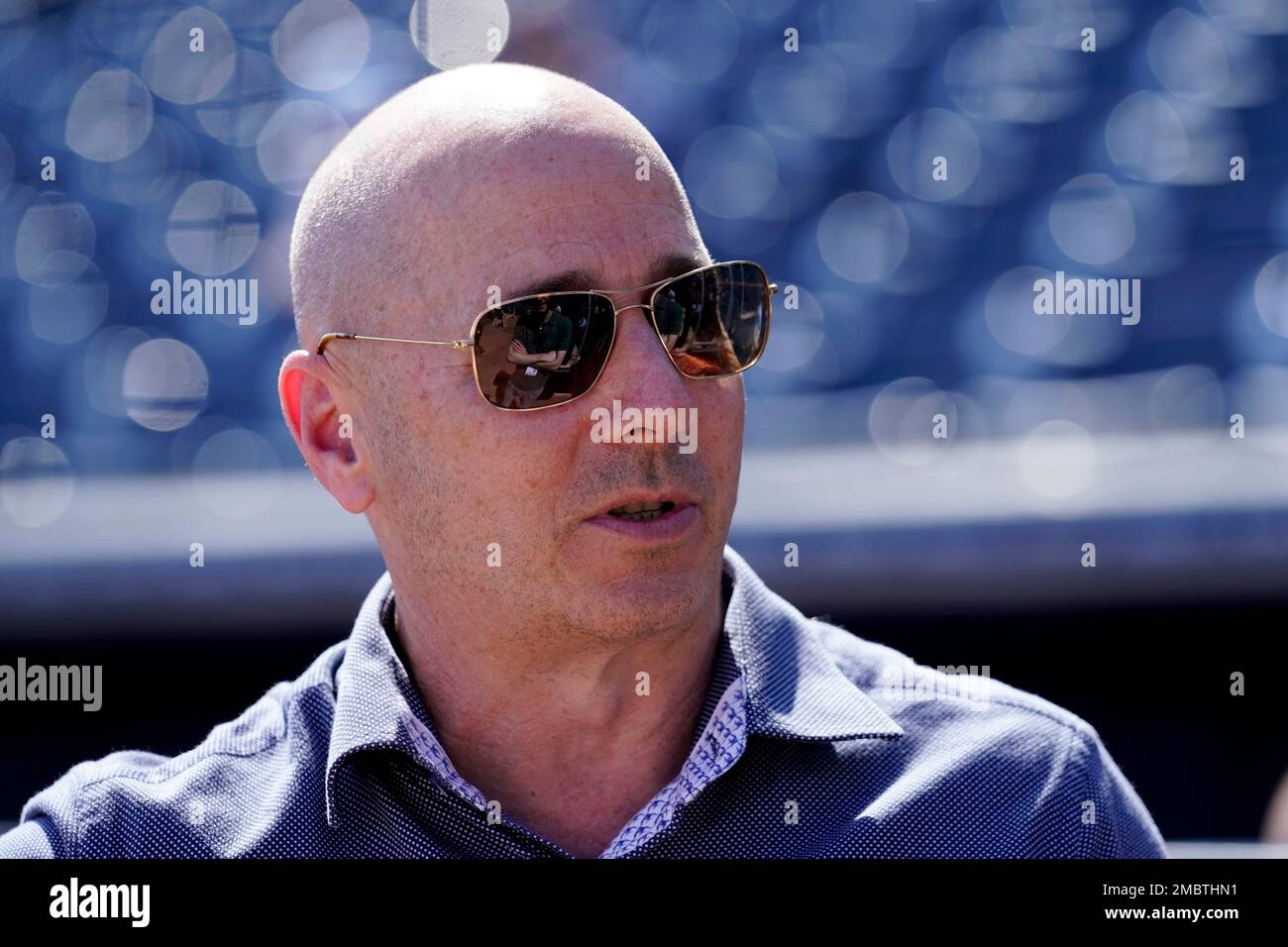 New York Yankees general manager Brian Cashman speaks to the news media ...