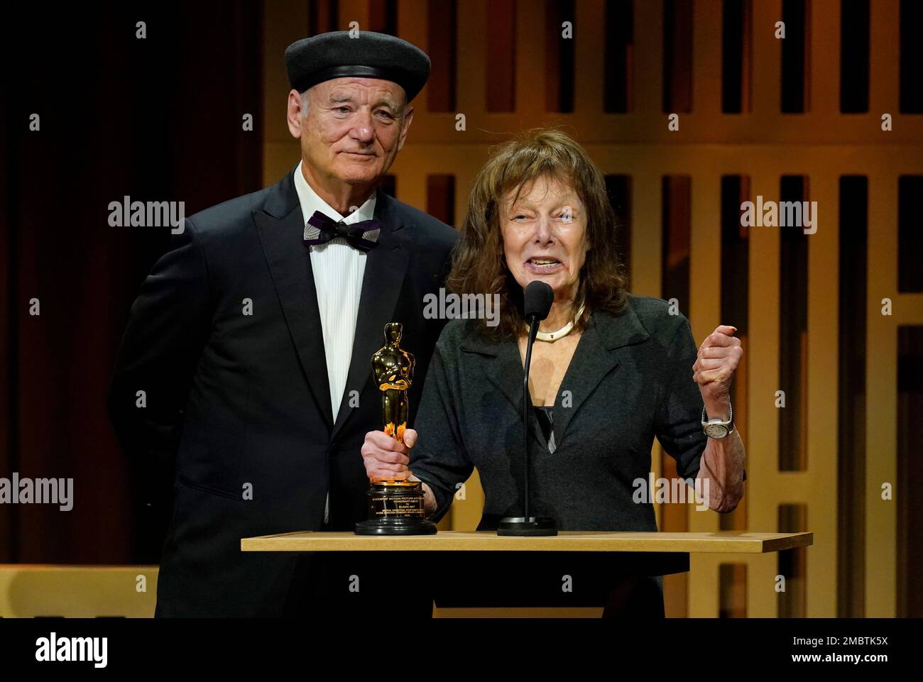 Bill Murray, left, presents Elaine May with an honorary award at the ...