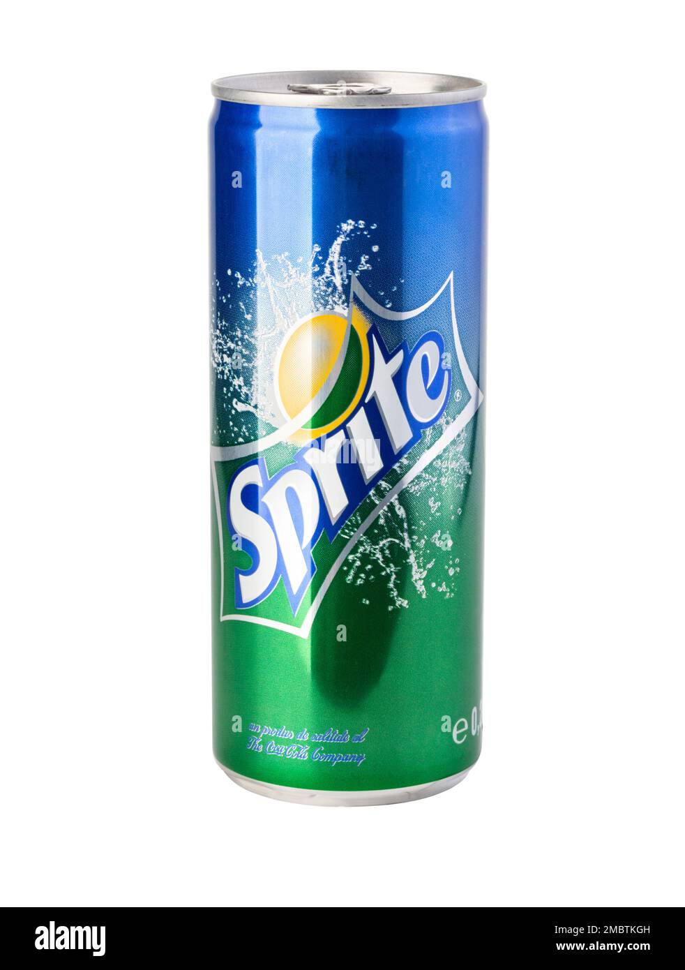 CHISINAU, MOLDOVA -December 12, 2015: Sprite can on white background ...