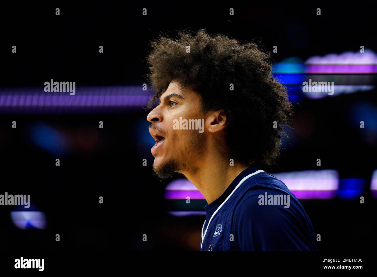 Saint Peter's Daryl Banks III reacts during the second half of a ...