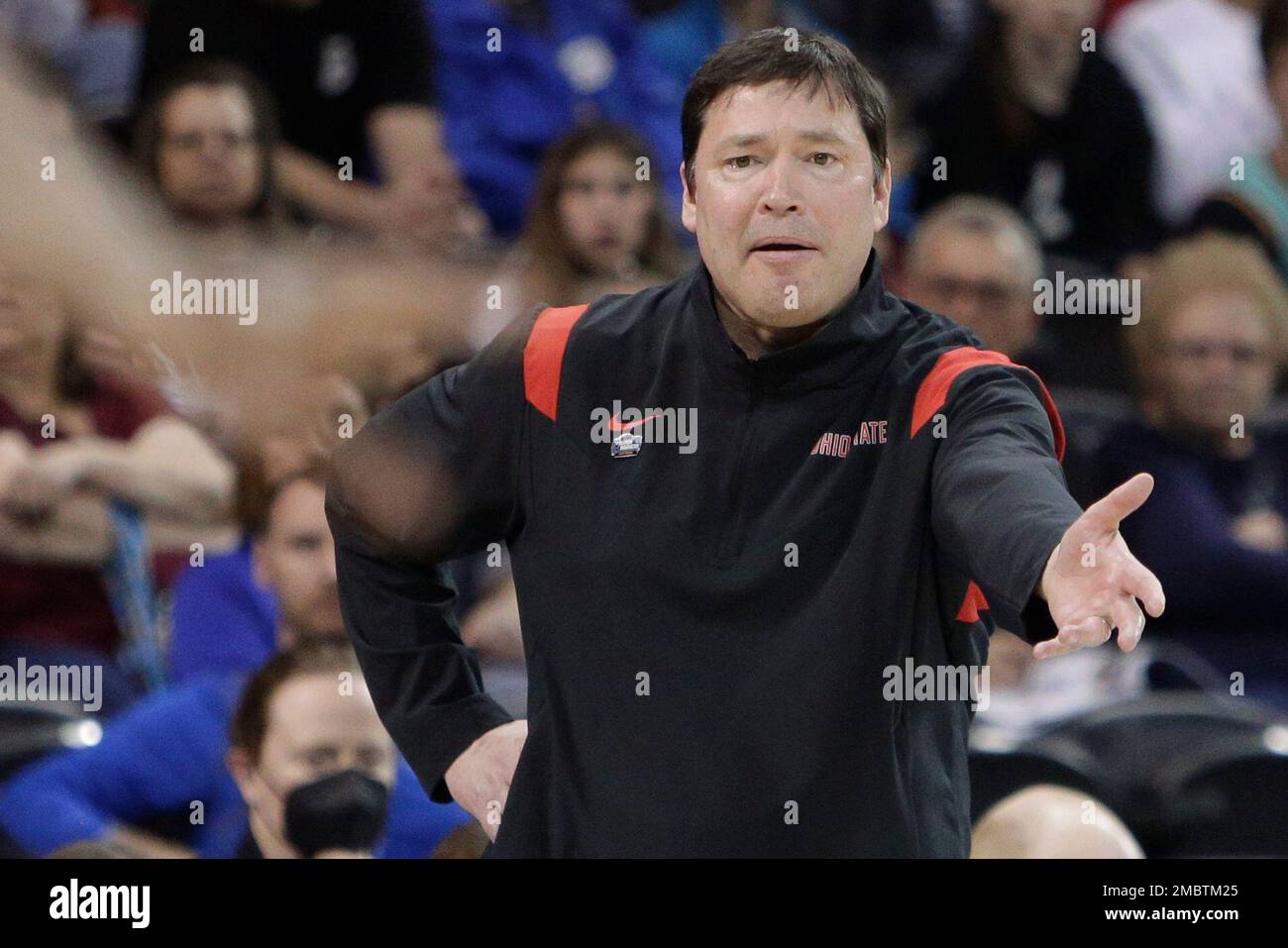 Ohio State head coach Kevin McGuff gestures from the sideline during ...