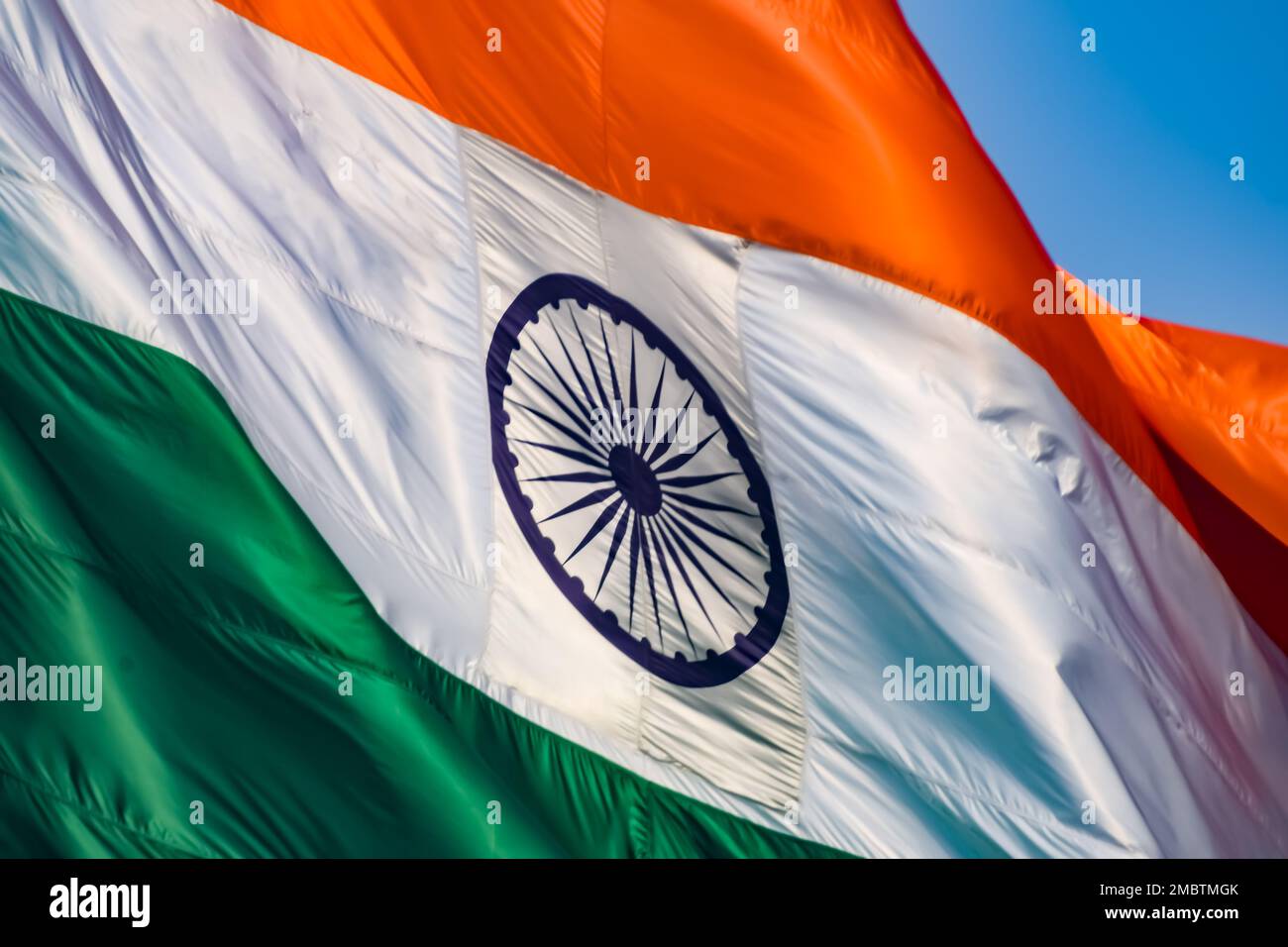 India flag flying high at Connaught Place with pride in blue sky, India ...