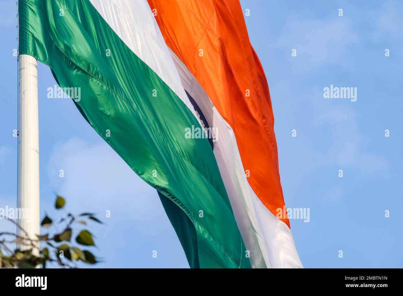 India flag flying high at Connaught Place with pride in blue sky, India ...