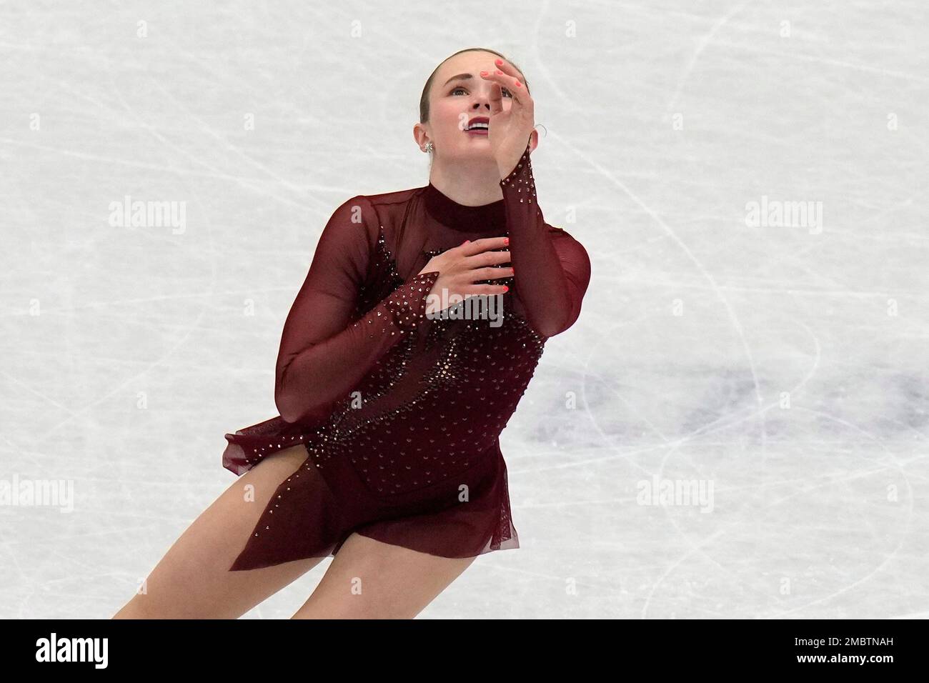 Mariah Bell, of the United States, performs in the women free program ...
