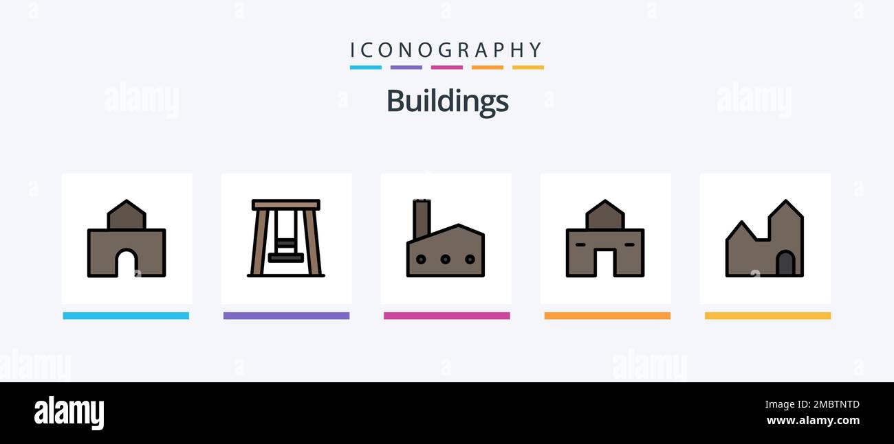 Buildings Line Filled 5 Icon Pack Including . landmark. shack. house ...