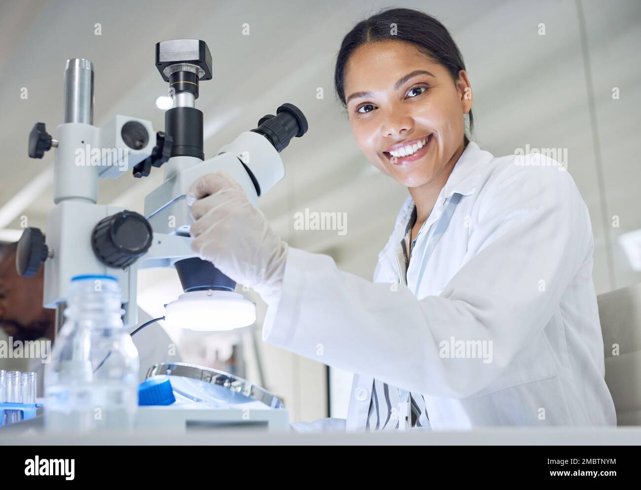 Science simply satisfies my curiosity. Portrait of a young scientist ...