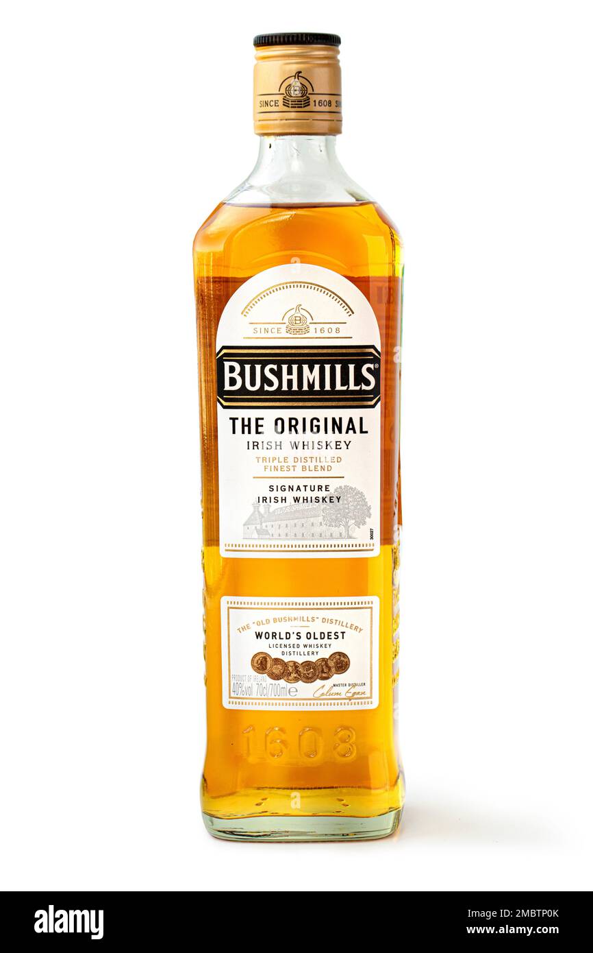 Anapa - Russia -MAY 06.2022: Photo of a bottle of Bushmills irish ...