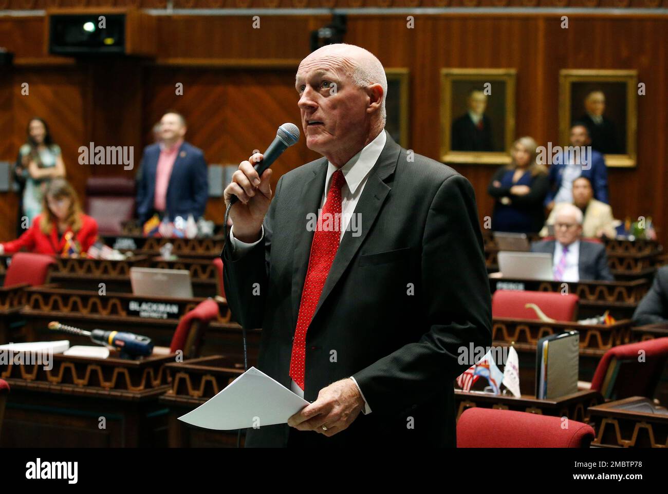 FILE - Arizona House Speaker Rusty Bowers, R-Mesa, speaks on the floor ...