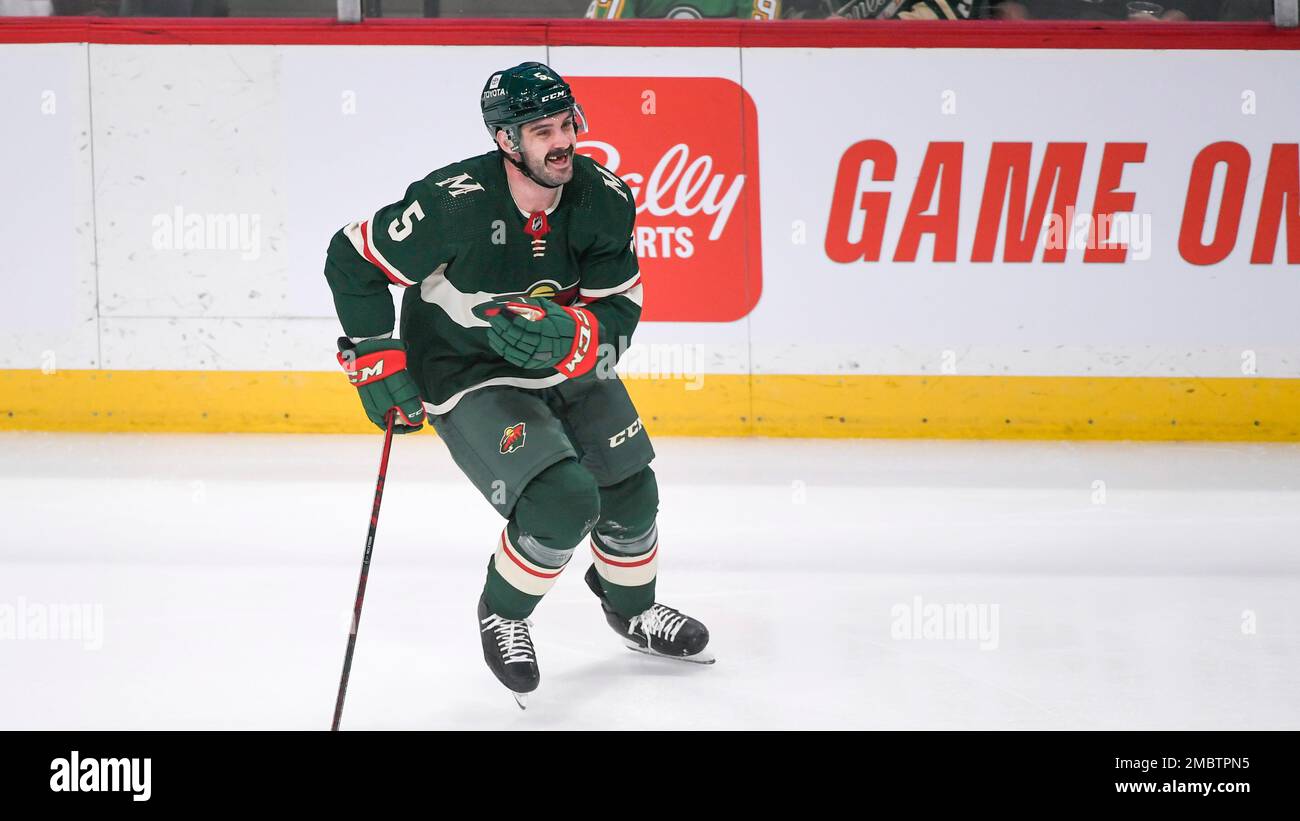 Minnesota Wild defenseman Jacob Middleton in action against the ...