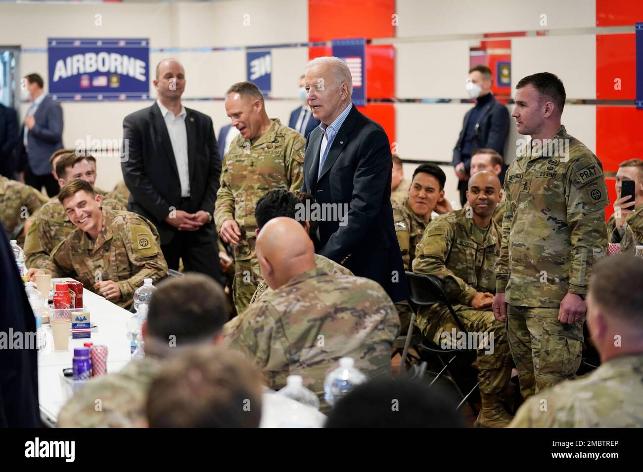 President Joe Biden visits with members of the 82nd Airborne Division ...