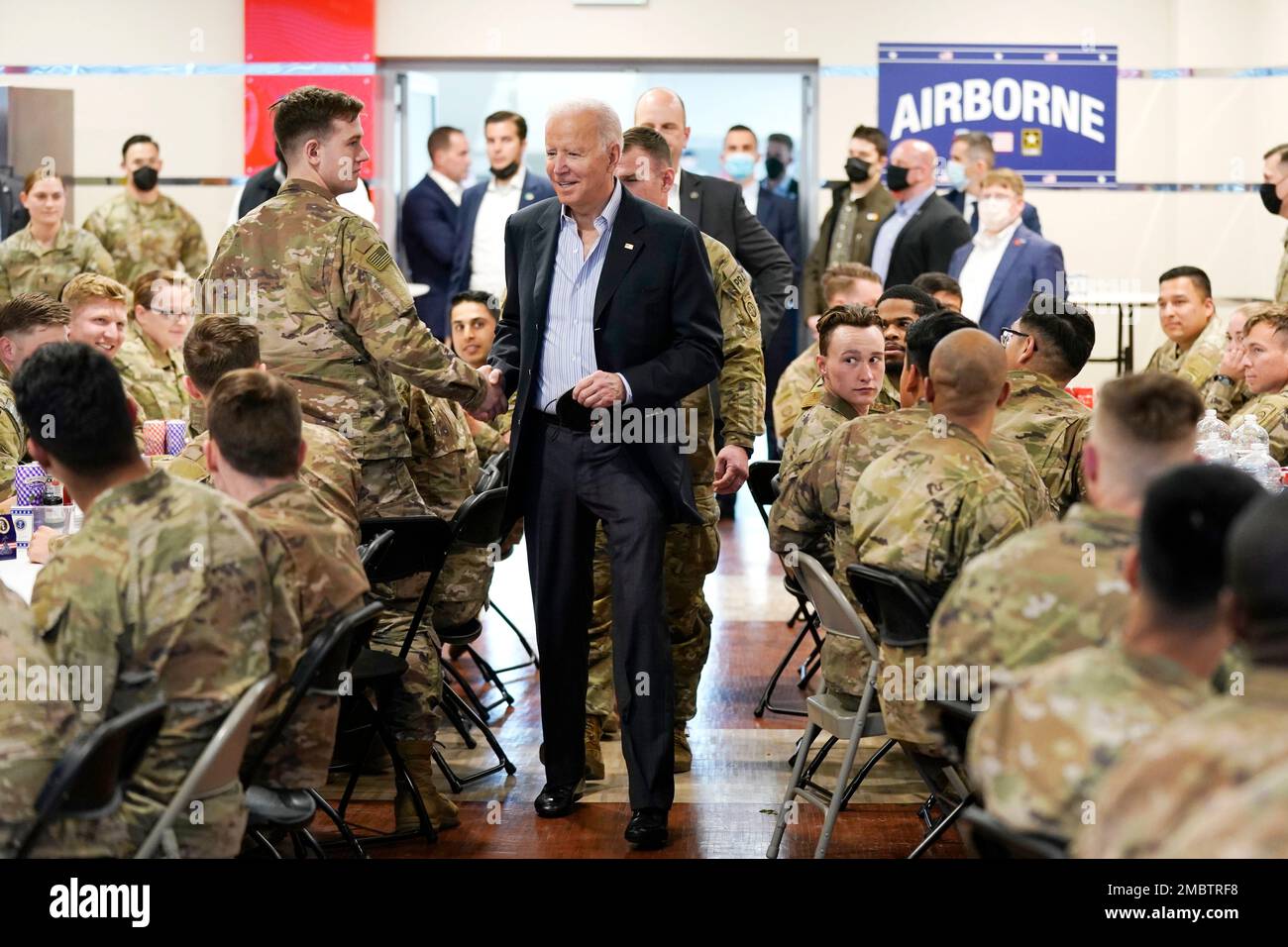 President Joe Biden visits with members of the 82nd Airborne Division ...