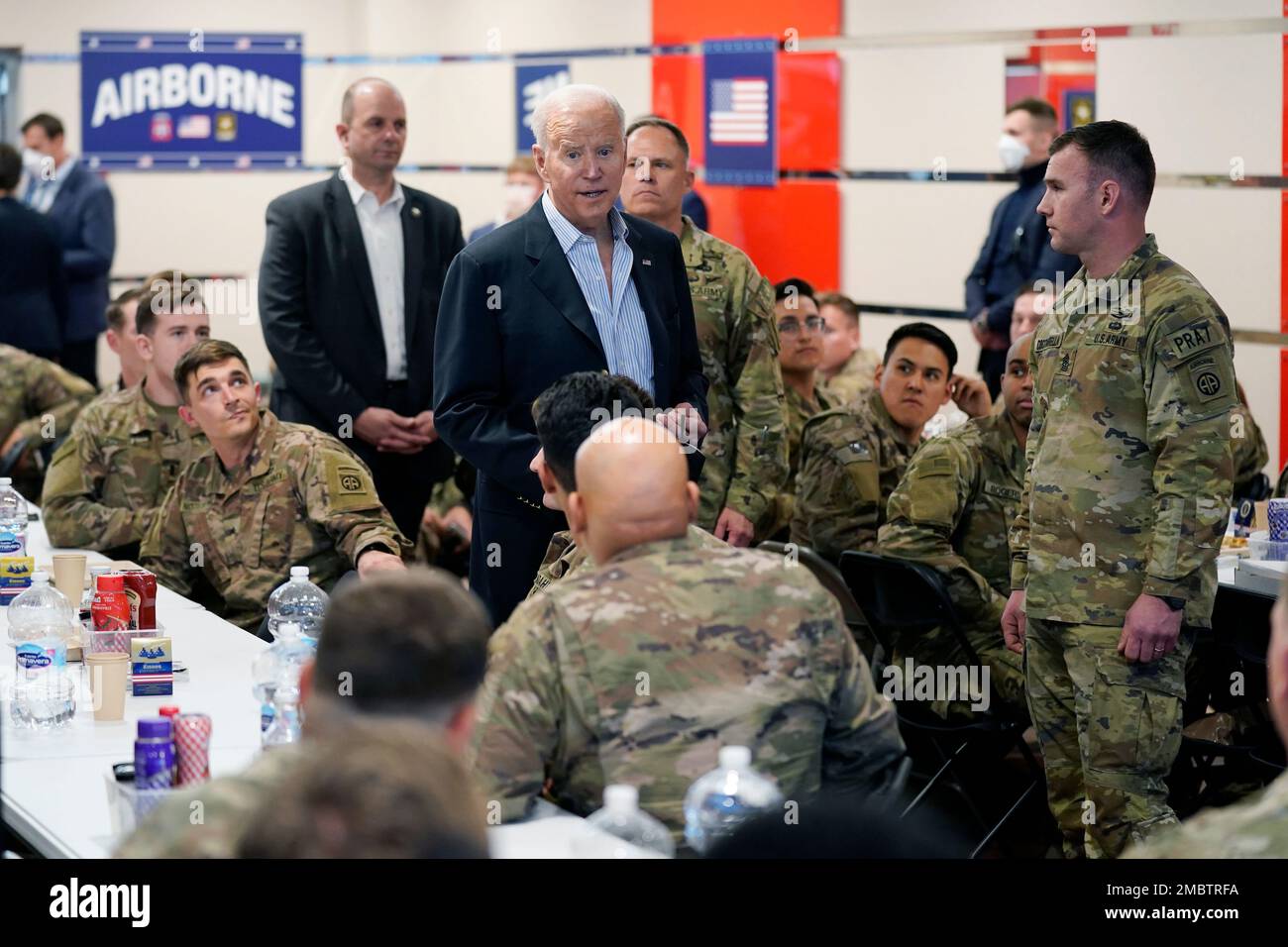 President Joe Biden visits with members of the 82nd Airborne Division ...