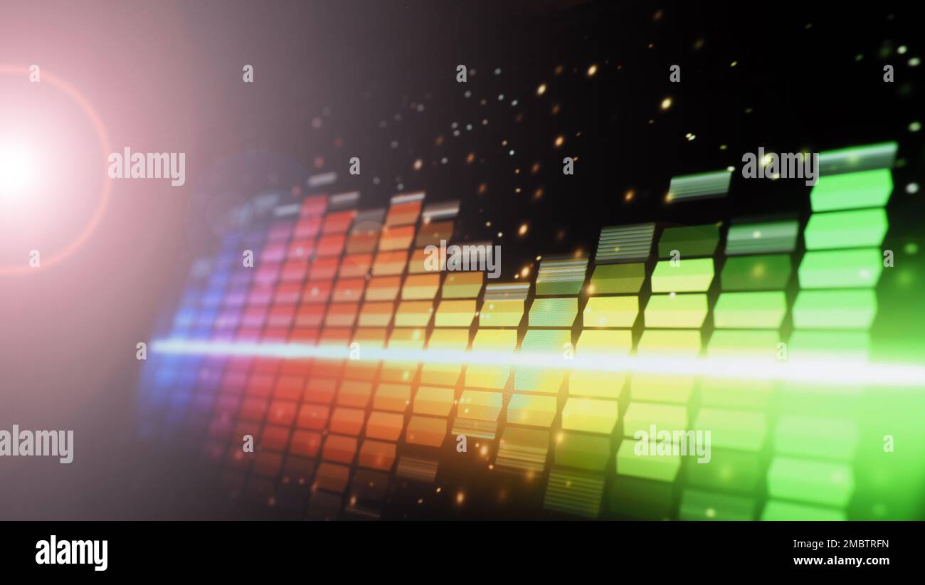 Sound equalizer. Wave pattern of music sounds element on monitor screen. Digital equalizer ...