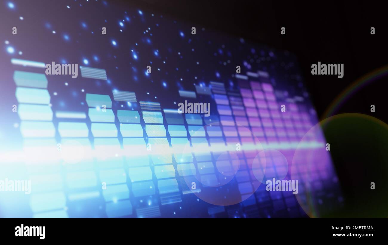 Sound equalizer. Wave pattern of music sounds element on monitor screen ...